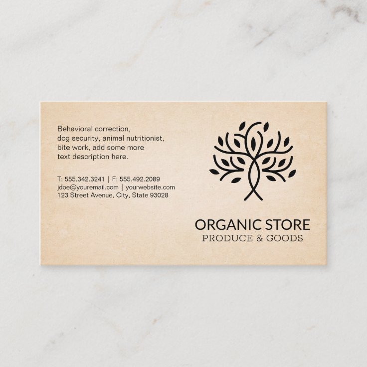 Stylized Tree Logo | Texture Paper Background Business Card | Zazzle
