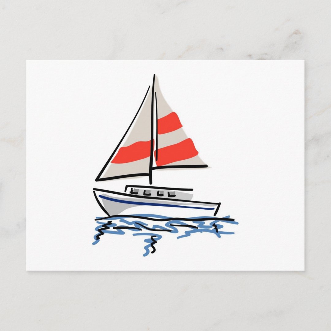 Stylized Tropical Sailboat Postcard | Zazzle