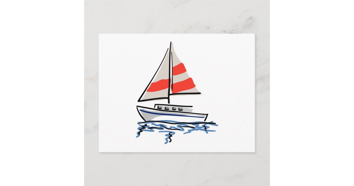 Stylized Tropical Sailboat Postcard | Zazzle