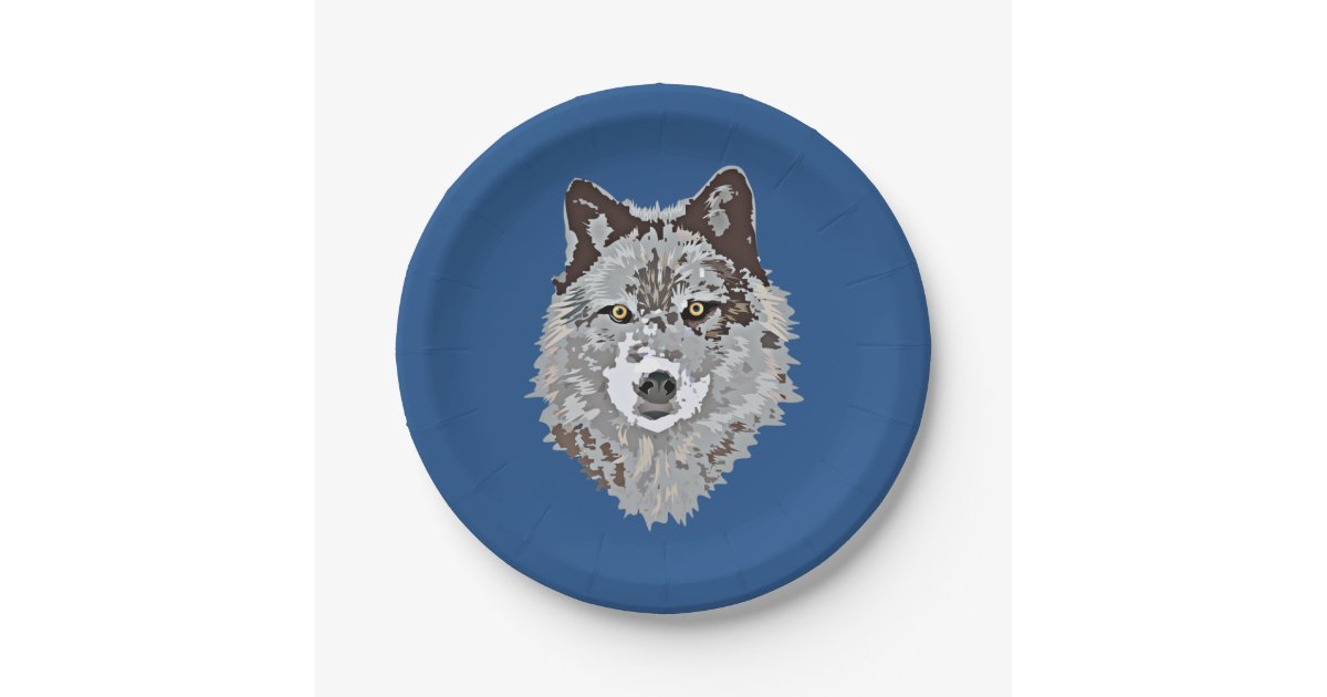 Stylized Wolf Head Paper Plates | Zazzle
