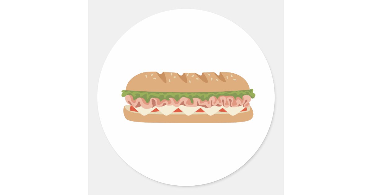 Sub Sandwich Classic Round Sticker | Zazzle