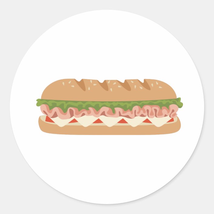 Sub Sandwich Classic Round Sticker | Zazzle.com