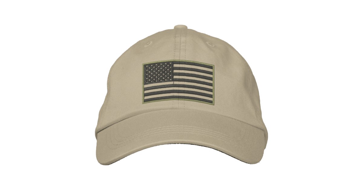 Subdued Colors U.S. Flag Embroidered Hat | Zazzle