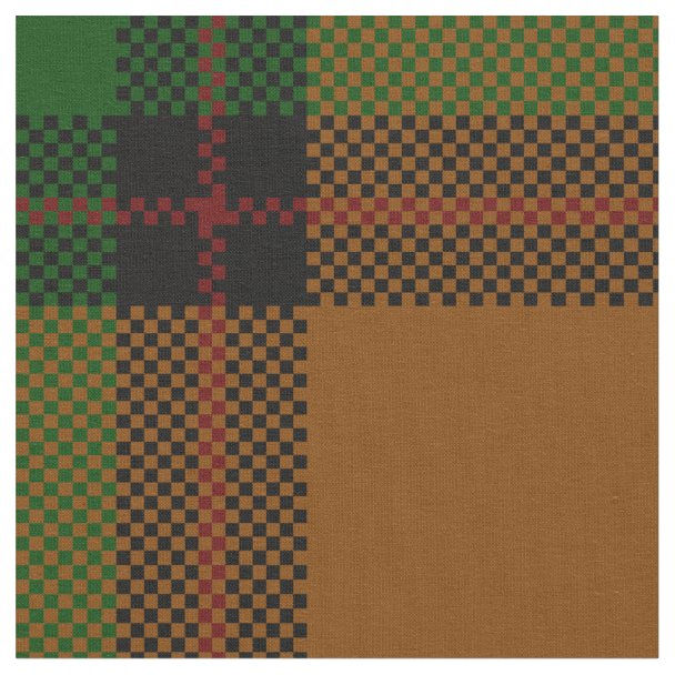 Dark Orange, Green and Black Halloween Plaid Fabric | Zazzle