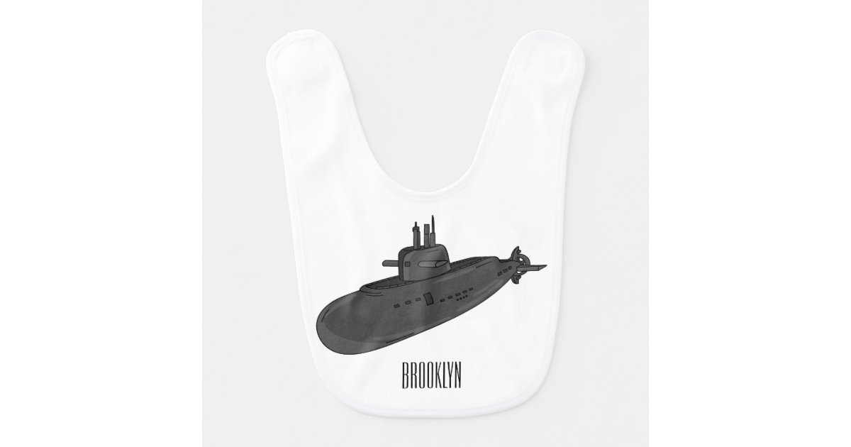 Submarine cartoon illustration baby bib | Zazzle
