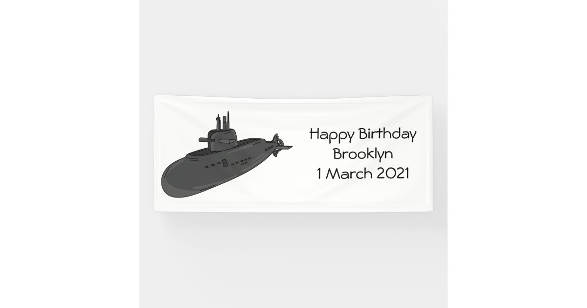 Submarine cartoon illustration banner | Zazzle