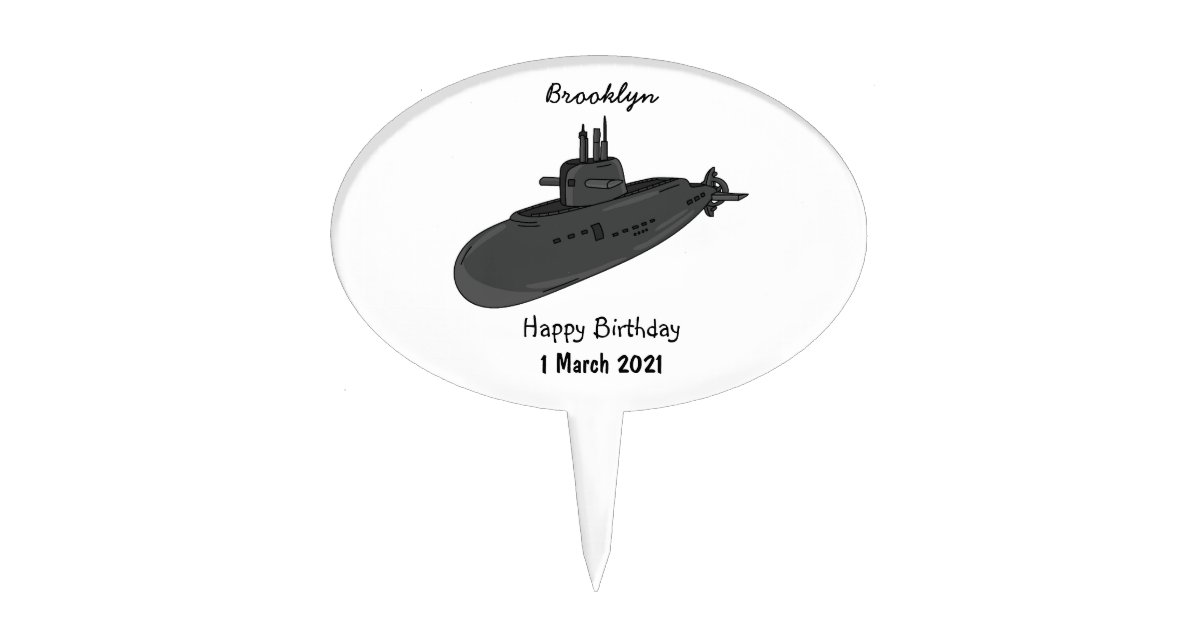 Submarine cartoon illustration cake topper | Zazzle