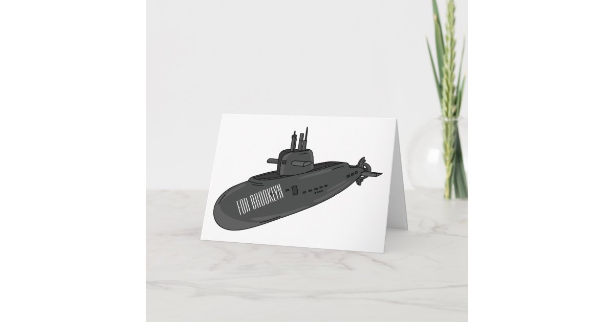 Submarine cartoon illustration card | Zazzle