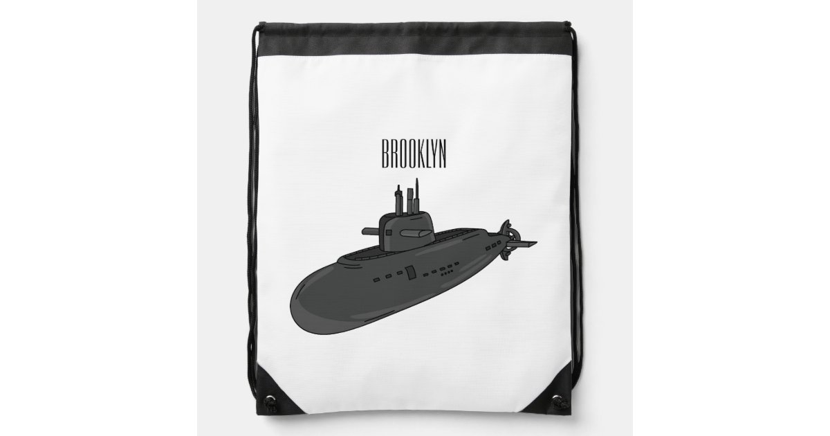 Submarine cartoon illustration drawstring bag | Zazzle
