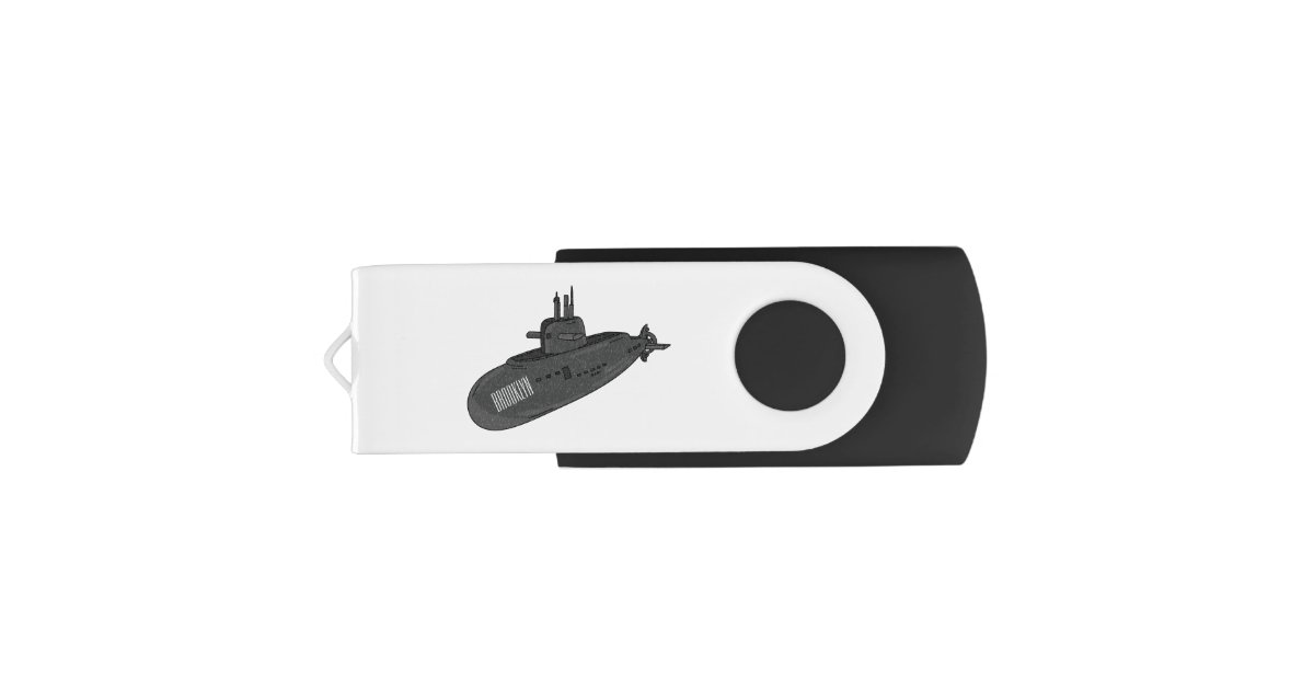 Submarine cartoon illustration flash drive | Zazzle