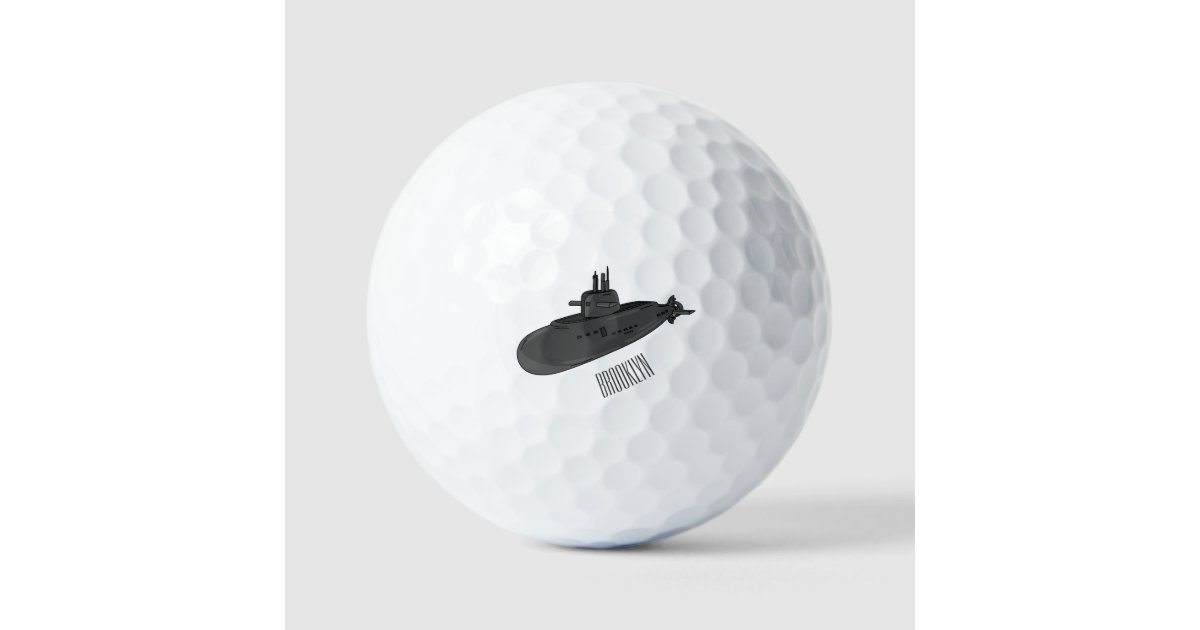 Submarine cartoon illustration golf balls | Zazzle