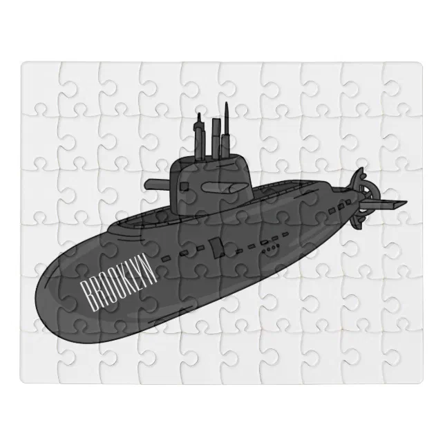 Submarine cartoon illustration jigsaw puzzle | Zazzle