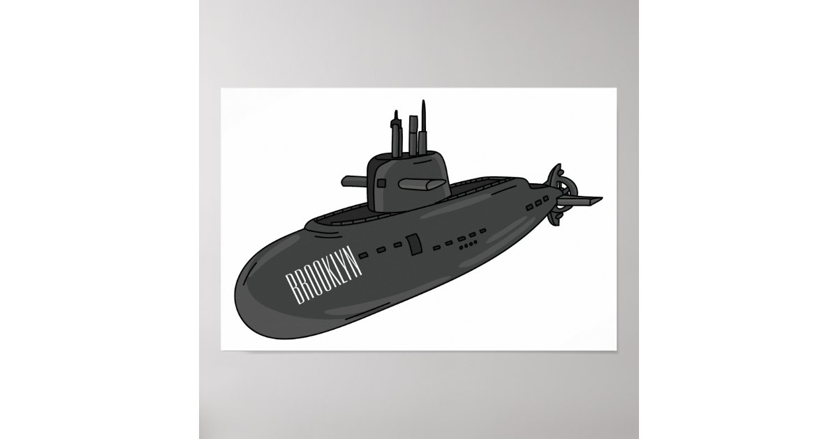 Submarine cartoon illustration poster | Zazzle