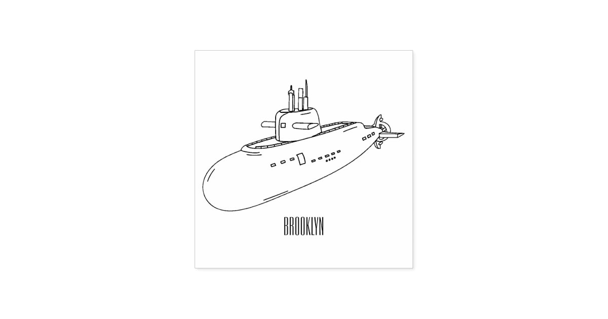 Submarine cartoon illustration rubber stamp | Zazzle