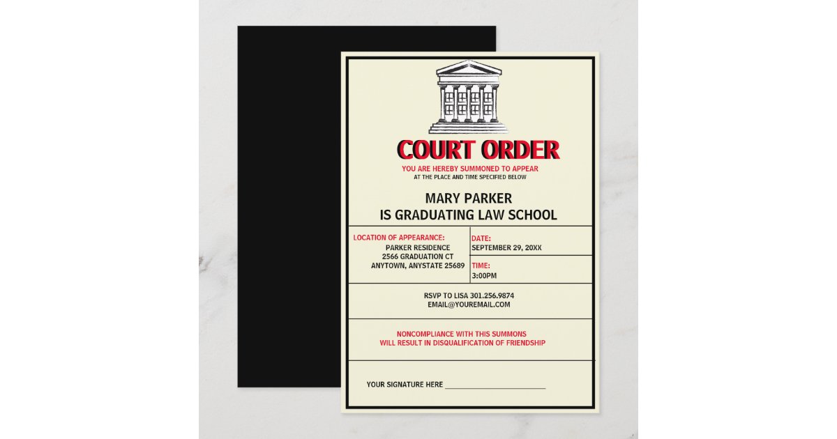 Subpeona Graduation Party Invitations | Zazzle