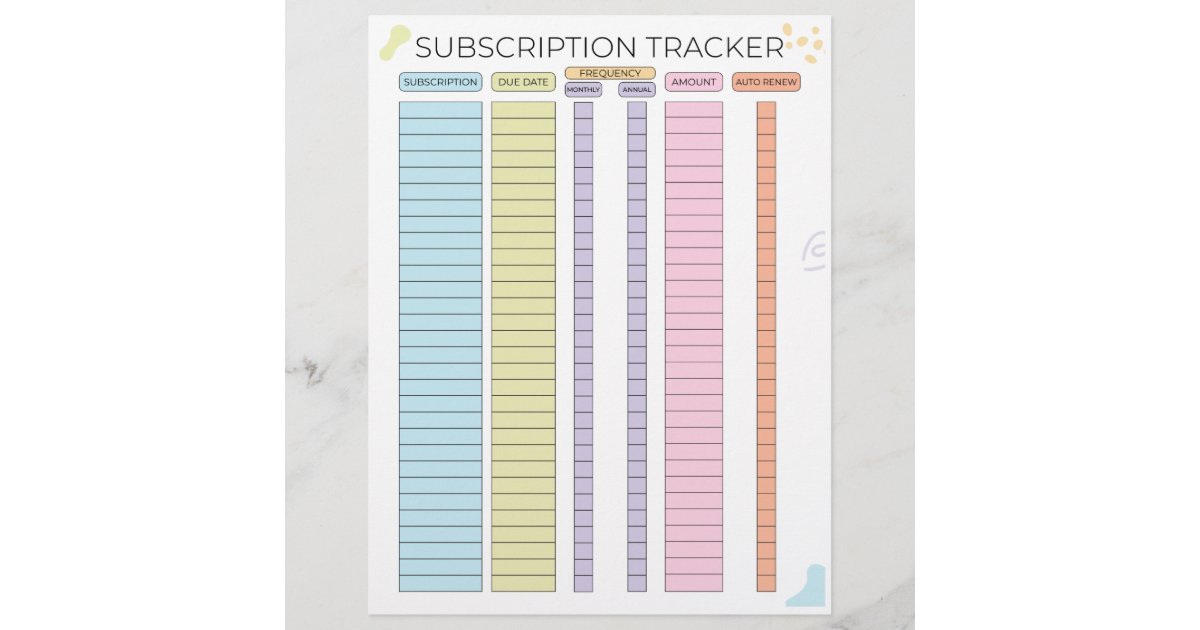 Subscription tracker letterhead | Zazzle