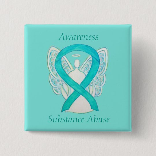 Substance Abuse Awareness Angel Teal Ribbon Pin | Zazzle.com