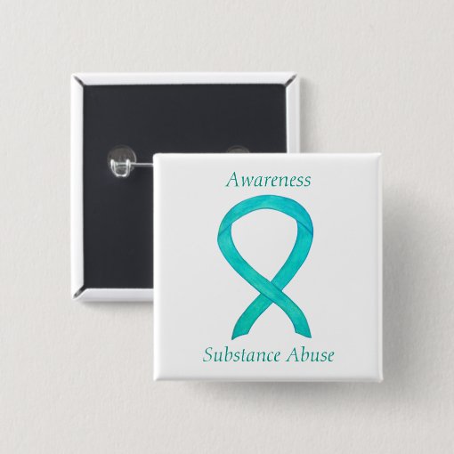 Substance Abuse Awareness Custom Teal Ribbon Pin | Zazzle
