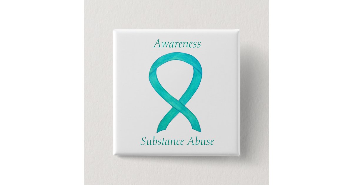 Substance Abuse Awareness Custom Teal Ribbon Pin | Zazzle