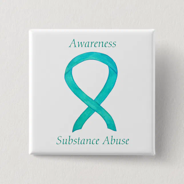 Substance Abuse Awareness Custom Teal Ribbon Pin | Zazzle