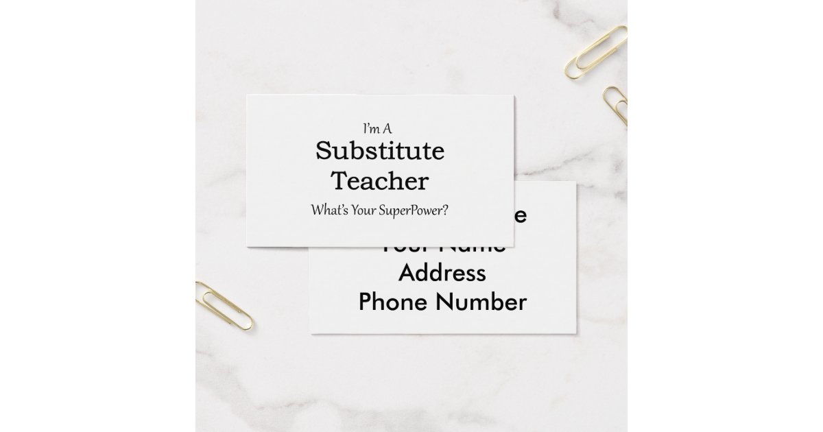 substitute Teacher Business Card | Zazzle