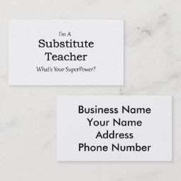 substitute Teacher Business Card | Zazzle