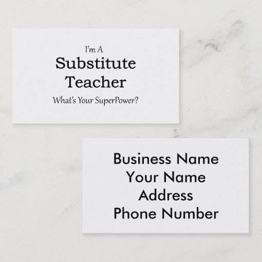 substitute Teacher Business Card | Zazzle