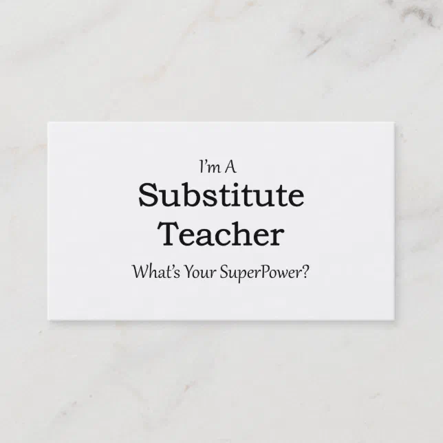substitute Teacher Business Card | Zazzle