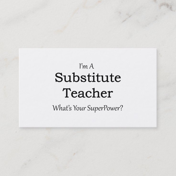substitute Teacher Business Card | Zazzle