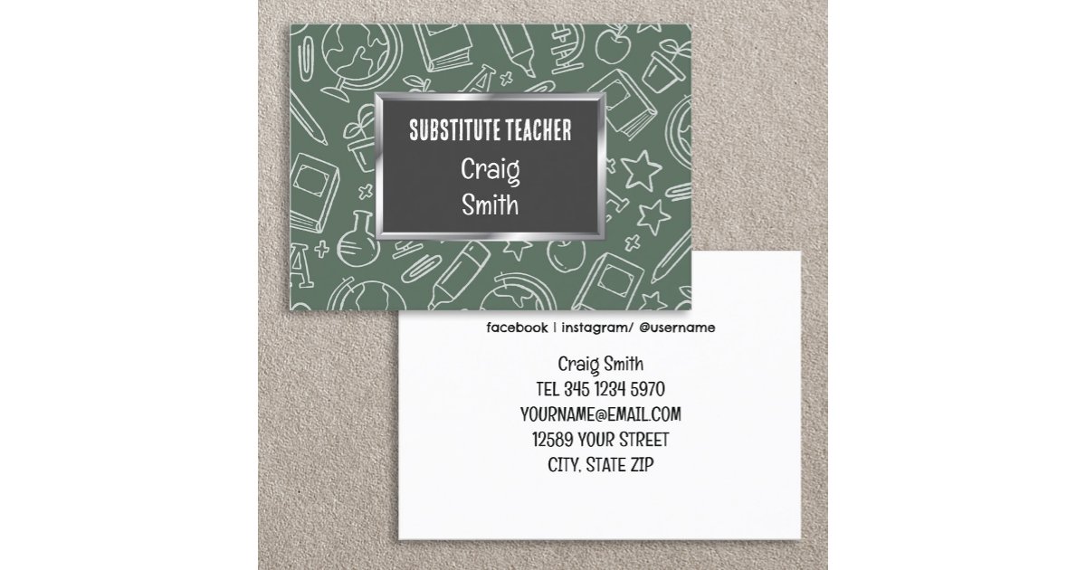 Substitute Teacher Business Card | Zazzle