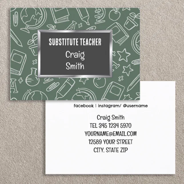 Substitute Teacher Business Card | Zazzle