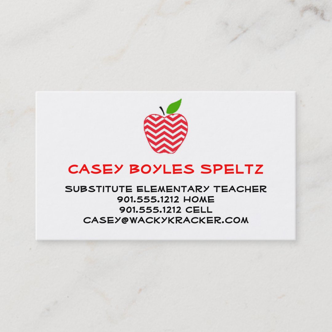 Substitute Teacher Business Cards | Zazzle