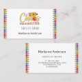 Substitute Teacher Rainbow Pencils Business Card | Zazzle