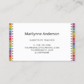 Substitute Teacher Rainbow Pencils Business Card | Zazzle