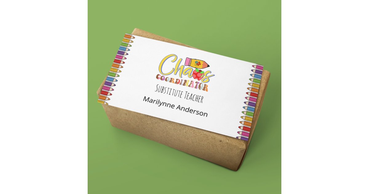 Substitute Teacher Rainbow Pencils Business Card | Zazzle