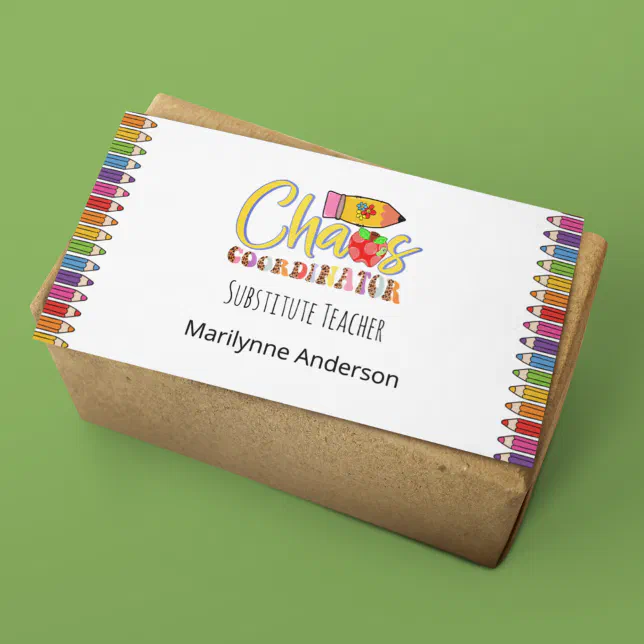 Substitute Teacher Rainbow Pencils Business Card | Zazzle