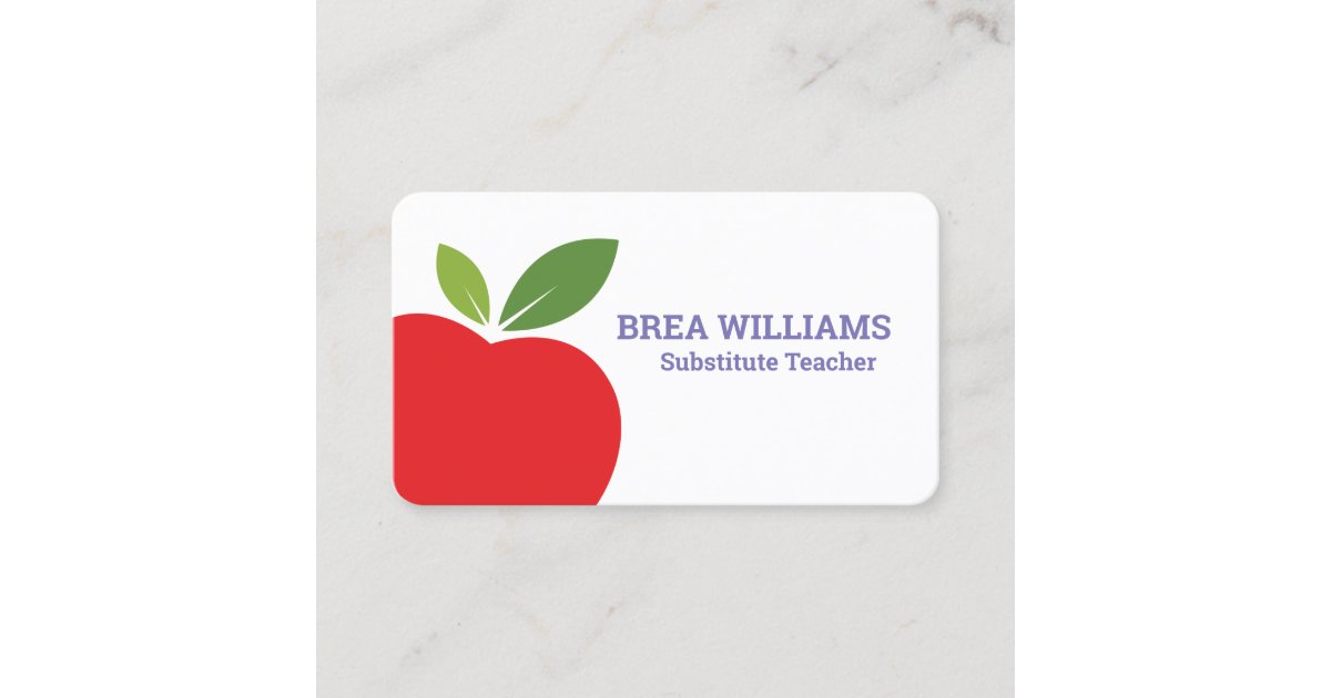 Substitute Teacher Tutor Business Card | Zazzle