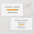 Substitute Teacher Yellow Pencil Business Card | Zazzle