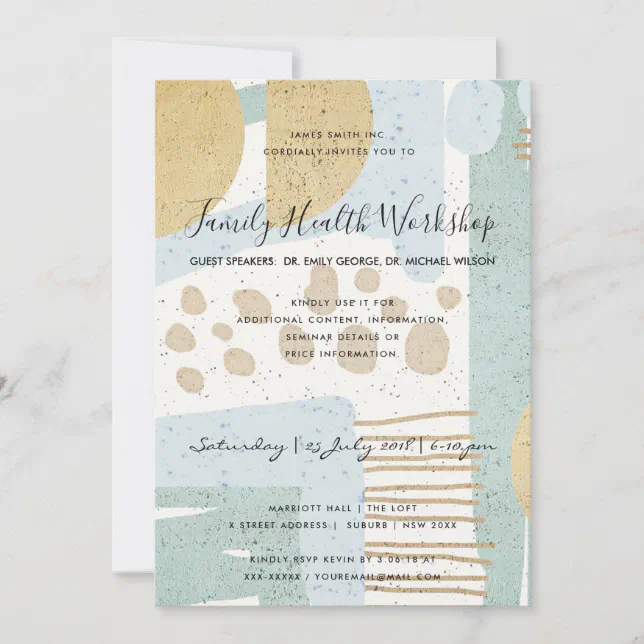 SUBTLE AQUA MODERN ABSTRACT GEOMETRIC ART EVENT INVITATION | Zazzle