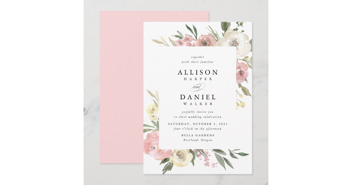 Subtle Blooms | Frame Wedding Invitation | Zazzle