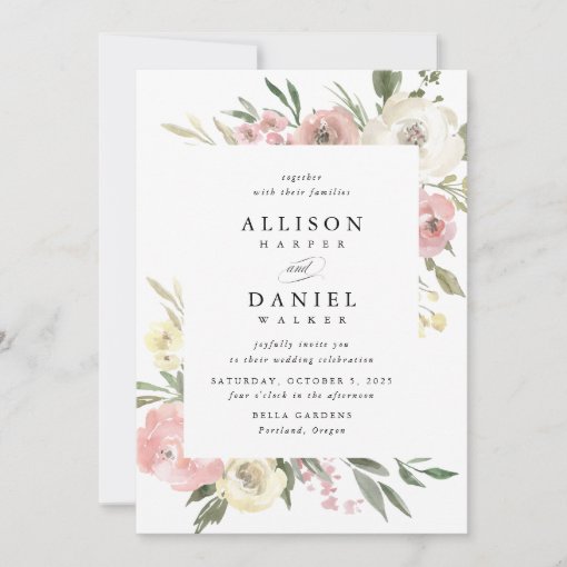 Subtle Blooms | Frame Wedding Invitation | Zazzle