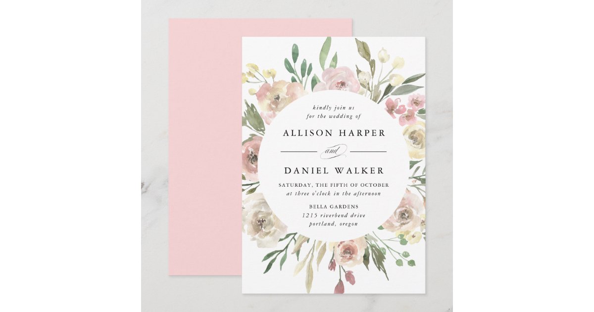 Subtle Blooms | Wedding Invitation | Zazzle