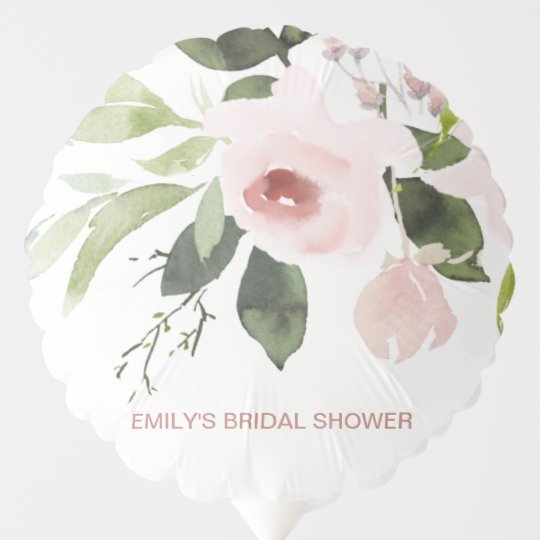 SUBTLE COLOR WASH BLUSH PINK FLORAL BRIDAL SHOWER BALLOON | Zazzle.com