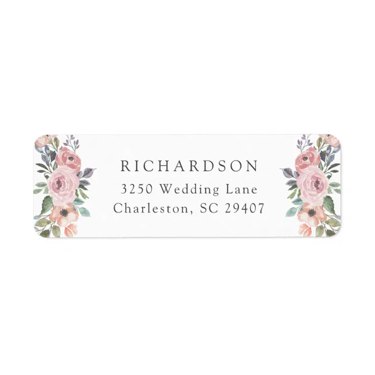 Subtle Watercolor Roses | Romantic Wedding Label | Zazzle