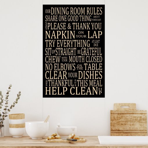 Subway Art Dining Room Rules Poster | Zazzle