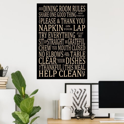 Subway Art Dining Room Rules Poster | Zazzle