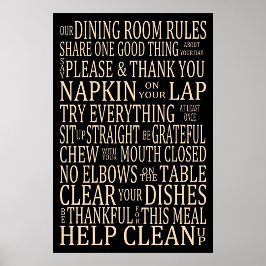 Subway Art Dining Room Rules Poster | Zazzle.com