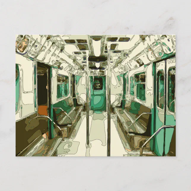 Subway Car Within the Metal Postcard | Zazzle