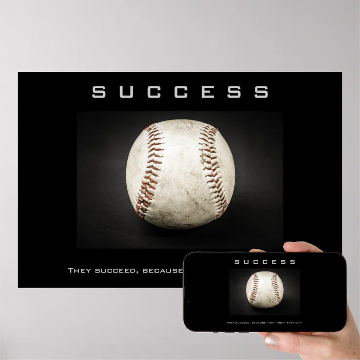 Success Baseball Artwork Motivational Inspire Poster | Zazzle
