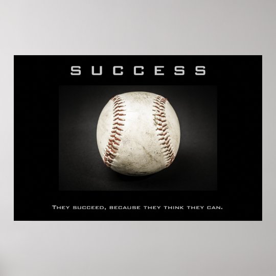 Success Baseball Artwork Motivational Inspire Poster | Zazzle.com